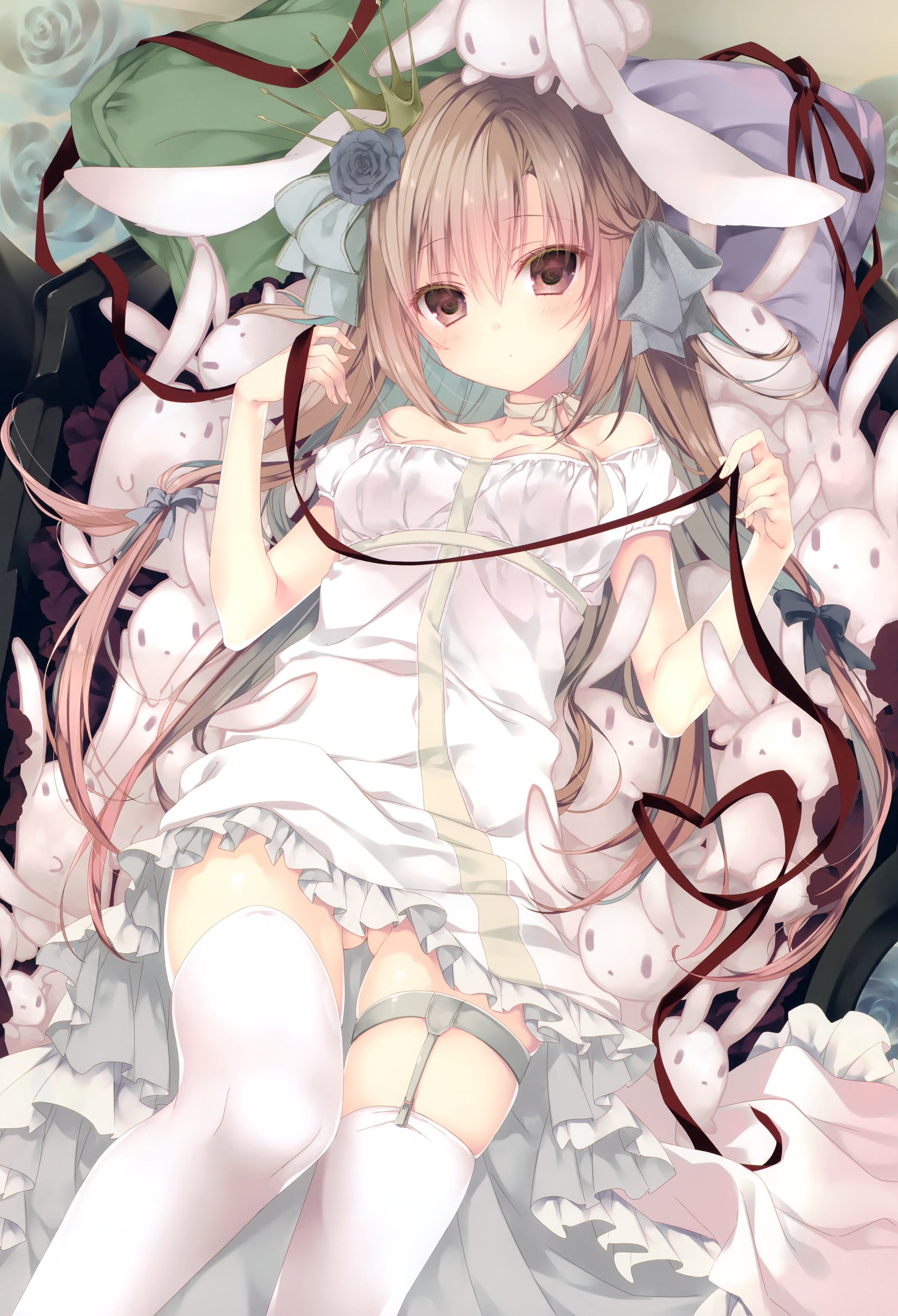 necotoxin inugami kira animal ears bunny ears cleavage dress garter stockings summer dress ...